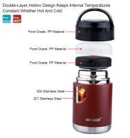 China Thermos Vacuum Food Container With Bowl Handheld Stainless Steel Food Jar For Hot Food for sale