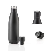 China Double Wall BPA Free Insulated 500ml Double Wall Black Coffee Bottle Stainless Steel Water Flask 17oz for sale