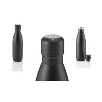 China Double Wall BPA Free Insulated 500ml Double Wall Black Coffee Bottle Stainless Steel Water Flask 17oz for sale