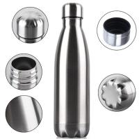 China Double Wall BPA Free Insulated 500ml Double Wall Black Coffee Bottle Stainless Steel Water Flask 17oz for sale