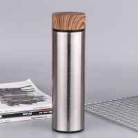 China Wholesale Wood Grain Cover Straight Business Office Gifts Thermos Stainless Steel Water Bottle for sale
