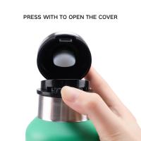 China 2020 New Replaceable Lid Bamboo Lid Vacuum Thermos Cup Sports Water Bottle With Handle for sale