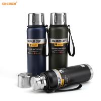China New Product  Customize Branded Insulated Vacuum Flask With All Steel Lid and Portable Rope for sale