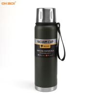 China New Product  Customize Branded Insulated Vacuum Flask With All Steel Lid and Portable Rope for sale