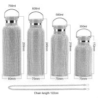 China 2021 New Design Girl Rhinestone Diamond Crystal Luxury Stainless Steel Water Bottle Vacuum Flask With Chain for sale