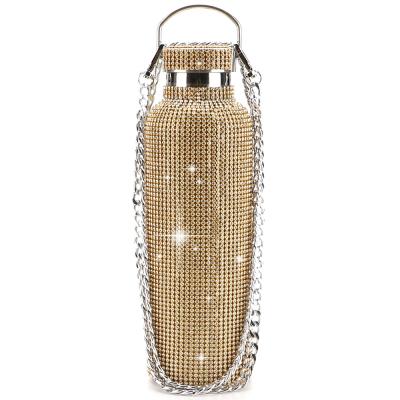China Multiple capacity design SS Double Wall Insulated Vacuum Glitter Water Bottle Perfume BOttle Diamond Crystal Water Bottle for sale