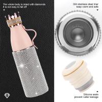 China 2021New Luxury Designer Double Wall Stainless Steel Vacuum Bling Water Bottle Diamond for sale