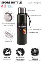 China 520ml/750ml/1500ml Vacuum Sports Bottle Insulated Double Wall Vacuum Sport Drinking Bottle With Rope for sale