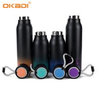 China 500ml 600ml Vacuum Sports Bottle Gradient Double Wall Insulated Thermos With Nylon Rope for sale