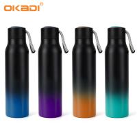 China 500ml 600ml Vacuum Sports Bottle Gradient Double Wall Insulated Thermos With Nylon Rope for sale