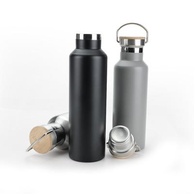 China 2023 Hot Double wall thermal thermos bottle 500ml stainless steel vacuum flask with BAMBOO lid for sale