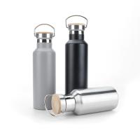 China 2023 Hot Double wall thermal thermos bottle 500ml stainless steel vacuum flask with BAMBOO lid for sale