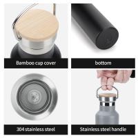 China 2023 Hot Double wall thermal thermos bottle 500ml stainless steel vacuum flask with BAMBOO lid for sale