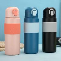 China 21 Oz Stainless Steel Vacuum Bottle 600ml Thermos Flask Insulated With Silicone Straw Lid for sale