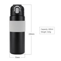 China 21 Oz Stainless Steel Vacuum Bottle 600ml Thermos Flask Insulated With Silicone Straw Lid for sale