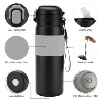 China 21 Oz Stainless Steel Vacuum Bottle 600ml Thermos Flask Insulated With Silicone Straw Lid for sale