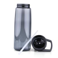 China New outdoor Frosted sports straw water bottle Tritan Plastic Water Bottle With Storage for sale