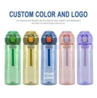 China Wholesale school custom bpa free student kids drinking bottle straw plastic water bottle with straw for sale
