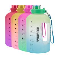 China Wholesale 1.5l Large Capacity Gradient Color Gym Water Plastic Jug BPA Free Sport Water Bottle With schedule for sale