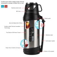 China 2000ml Vacuum Travel Pot Mug Large Capacity Outdoor With Handle Belt Stainless Steel Cup Water Bottle for sale
