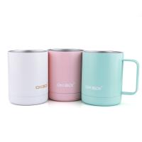 China custom thermal porcelain cup, double wall thermal insulation wine and coffee cup stainless steel with handle for sale
