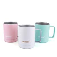China custom thermal porcelain cup, double wall thermal insulation wine and coffee cup stainless steel with handle for sale