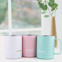 China custom thermal porcelain cup, double wall thermal insulation wine and coffee cup stainless steel with handle for sale