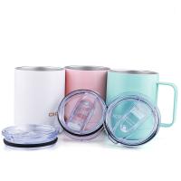 China custom thermal porcelain cup, double wall thermal insulation wine and coffee cup stainless steel with handle for sale