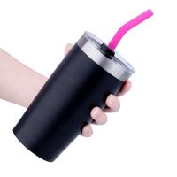 China 20 OZ Personalized Custom Metal Tumbler Cup , Stainless Steel Glitter Tumbler With Lid And Straw for sale