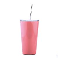 China 20 oz Custom private label stainless steel double wall bubble tea reusable cup with straw for sale