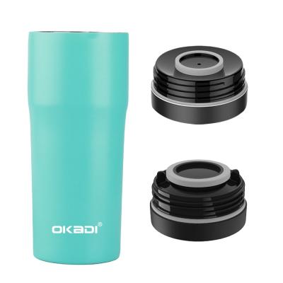 China Wholesale Logo Design Double Wall Stainless Steel Vacuum Thermo Insulated Tumbler With Removable Lid 16oz for sale