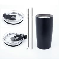 China Black Insulated Stainless Mug With Straw 20 Ounce, Blank Thermos Travel Mug Stainless Steel Tumbler With Straw 20 Oz for sale