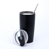 China Black Insulated Stainless Mug With Straw 20 Ounce, Blank Thermos Travel Mug Stainless Steel Tumbler With Straw 20 Oz for sale