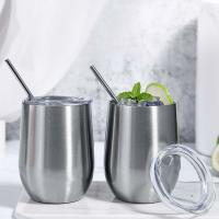 China Stainless Steel Beer Mug Vacuum Coffee Glitter Tumbler Custom Logo 12 OZ Double Walled Insulated Egg Shaped Mug With Lid for sale