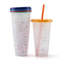 China 2020 Amazon Hot Sale Color Changing Cold Water Cups Plastic Coffee Tumbler With Straw for sale