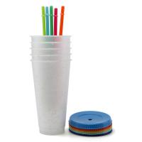 China 2020 Amazon Hot Sale Color Changing Cold Water Cups Plastic Coffee Tumbler With Straw for sale