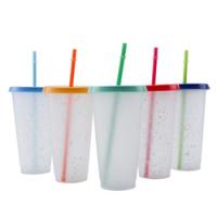 China 2020 Amazon Hot Sale Color Changing Cold Water Cups Plastic Coffee Tumbler With Straw for sale