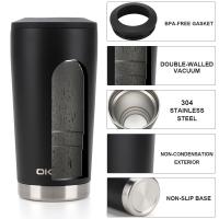 China OKADI 16oz Double Walled Eco Friendly Travel 304 Stainless Steel Vacuum Modern Mug with Lid for sale