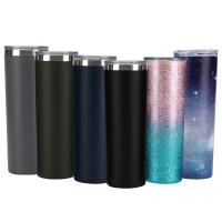 China Customized Double Wall Stainless Steel Vacuum Flask Travel Mug with Slide Lid and Straw for sale