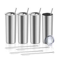 China Popular Stainless Steel Vacuum Flask Skinny Tumbler Travel Straight Mug with Straw for sale