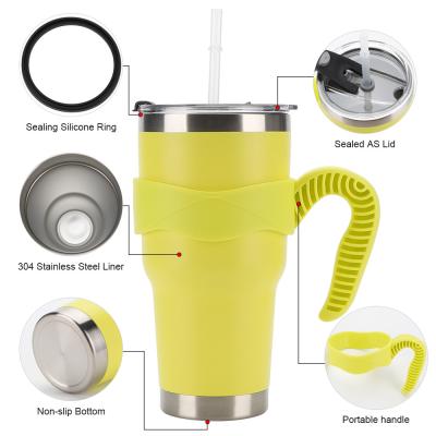 China 900ML Stainless Steel Insulated Tumbler Cup Double Wall Vacuum Travel Coffee Mug with Handle Sliding Lid for sale