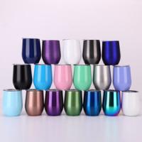 China 12oz Customized Stainless Steel Vacuum Insulated Wine Tumbler Coffee Mugs with Lid and Straw for sale