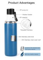 China Double Wall Stainless Steel Cup Water Bottle Thermos Vacuum Tea Flask Two Lid for sale