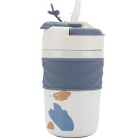 China New Design Cute Blue Custom Logo Vacuum Insulated Coffee Mugs Stainless Steel Coffee Mug Cup with Lid for sale