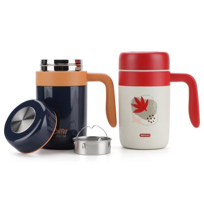 China Winter Warm Stainless Steel Vacuum Tea Cup with Lid Tumbler with Handle For Office for sale