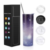 China Car stainless steel mug 620ml customizable pattern large mouth coffee sublimation cup with straw for sale