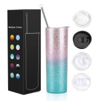 China Car stainless steel mug 620ml customizable pattern large mouth coffee sublimation cup with straw for sale
