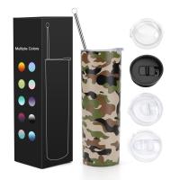 China Car stainless steel mug 620ml customizable pattern large mouth coffee sublimation cup with straw for sale