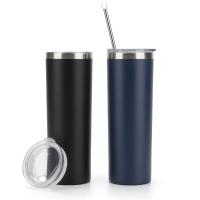 China Car stainless steel mug 620ml customizable pattern large mouth coffee sublimation cup with straw for sale