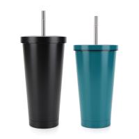 China Car stainless steel mug 500ml/750ml  customizable pattern large mouth coffee sublimation cup with straw for sale